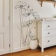 Amazon.com: CNUSER Black White Flower Wall Stickers Art Decal Decor for ...