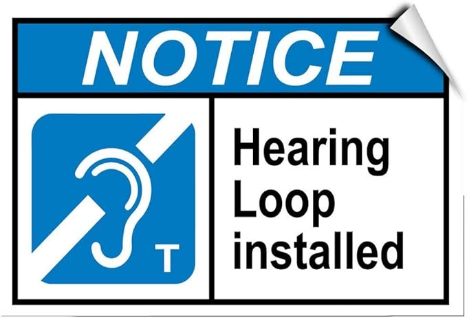YASMINE Notice Hearing Loop Installed Hazard Notice Warning Stickers ...