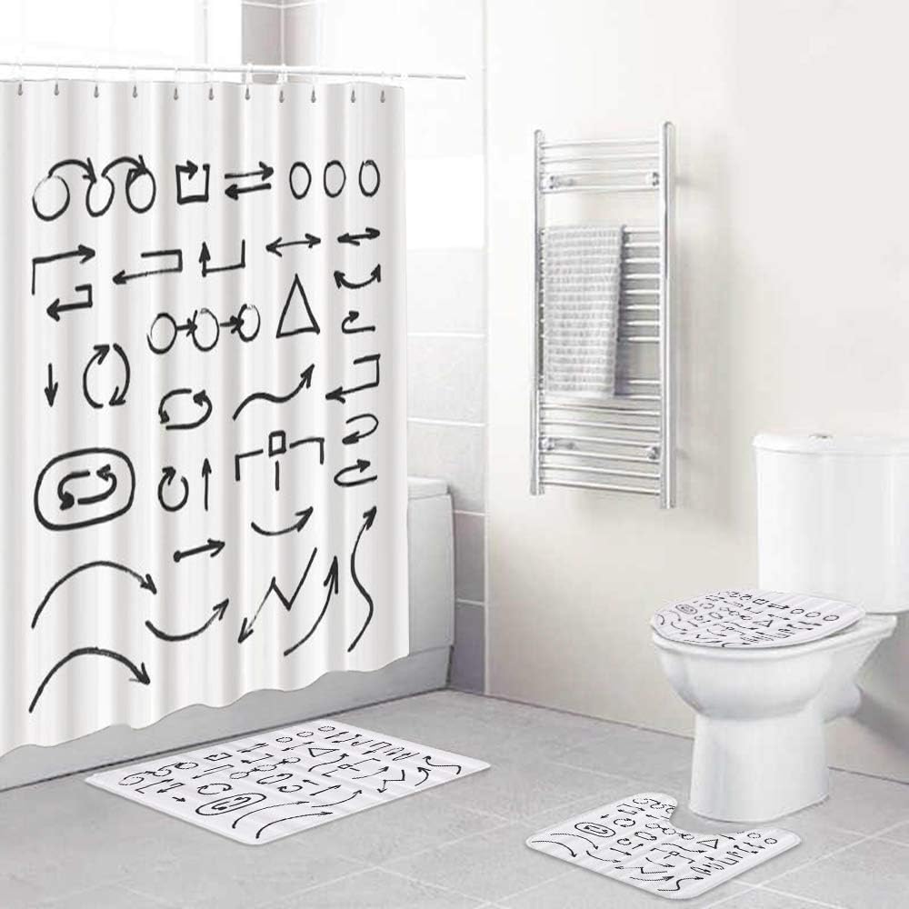 LISUMAL 4 Piezas de Alfombra de baño Antideslizant,Flechas Dibujadas ...