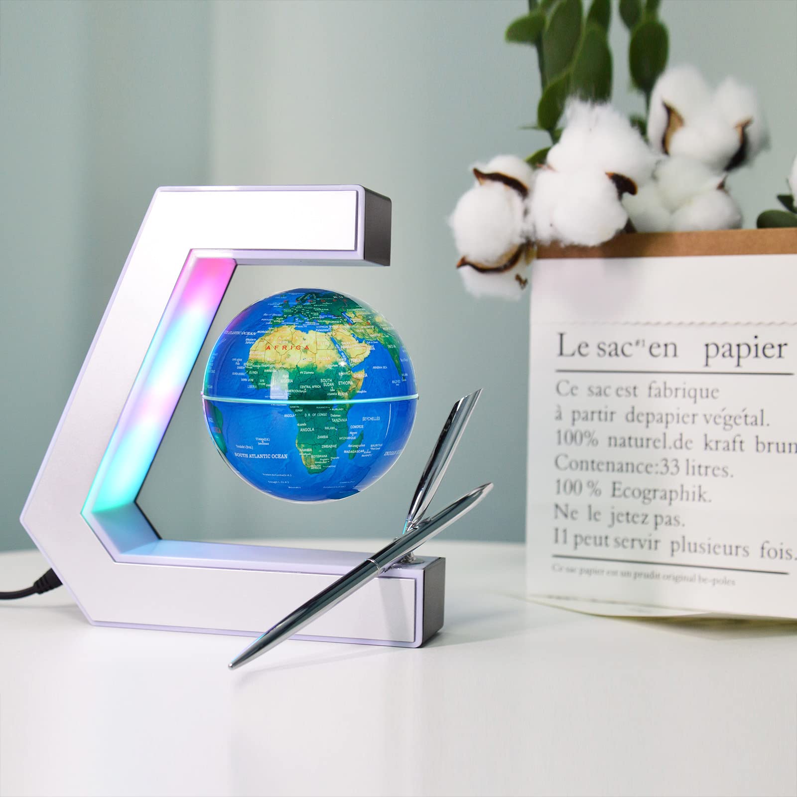 Magnetic Levitation Floating World Earth Globe Lamps With Pen, Cool ...