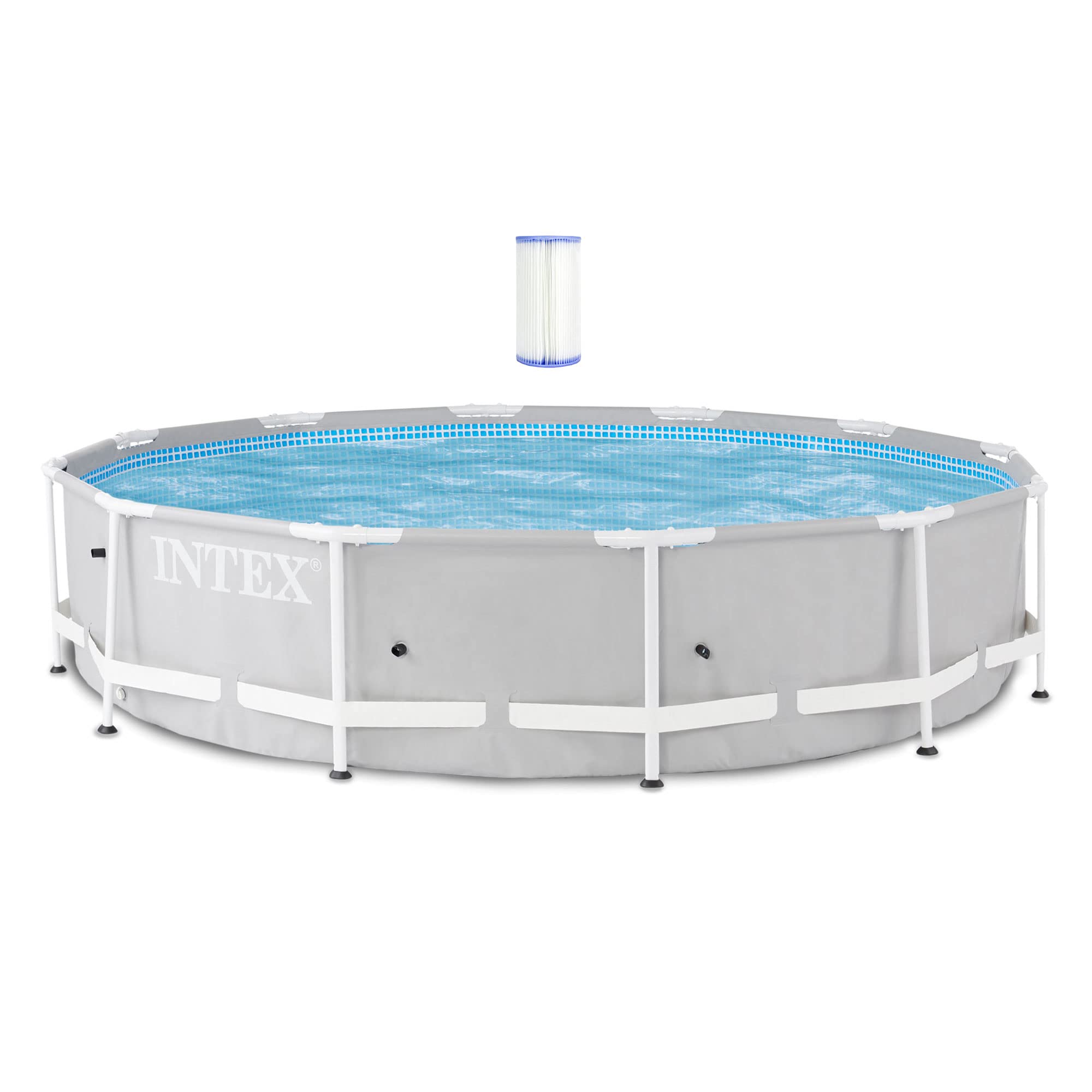 Intex 12 Foot x 30 Inch Prism Steel Frame Above Ground Pool with 3 Ply ...