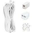 Amazon.com: Long Telephone Extension Cord 100 FT, White, Phone Cable ...