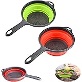 Amazon.com: Collapsible Colander Sets - 2 Kitchen Silicone Collapsible ...