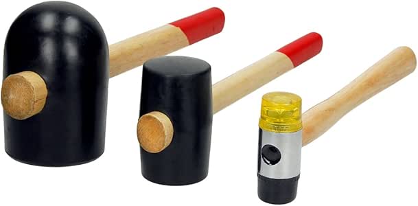 ECD Germany Mazo de Goma Set 3 piezas. 1x Mazo de Goma 400g 1x mazo de ...