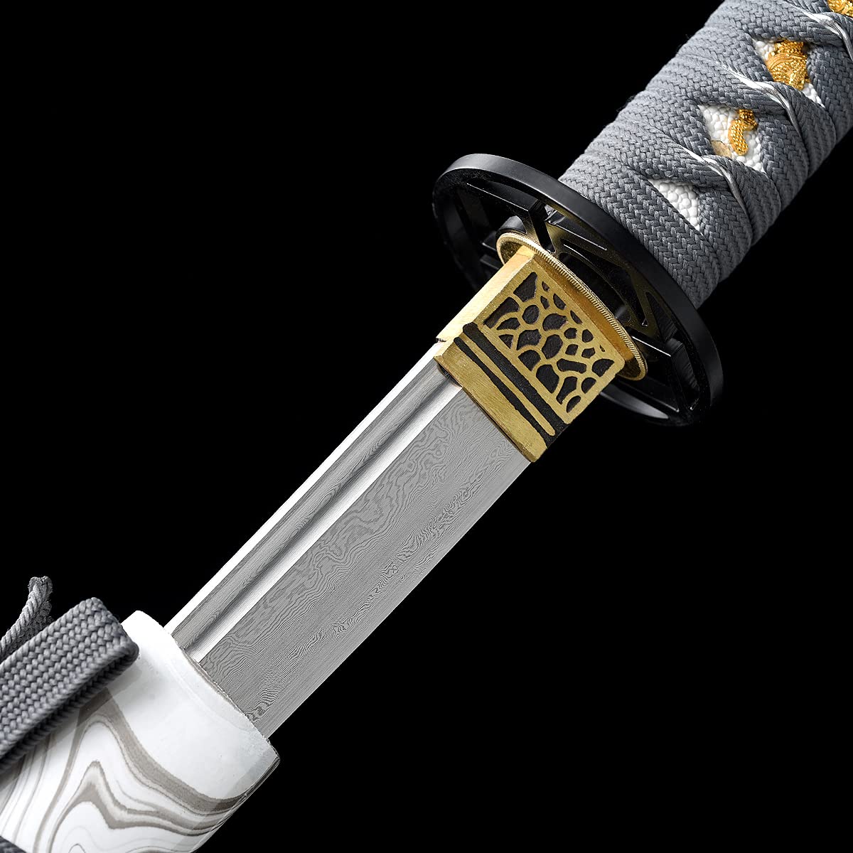 Wuder Handmade Katana Sword,Japanese Samurai Sword,1060/1095 Damascus ...