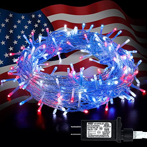 Hopolon 4th of July Decorations Outdoor LED String Lights 33FT 100 LED ...