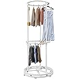 Amazon.com: Rotating Round Grament Rack , Double Layer Coat Rack ...