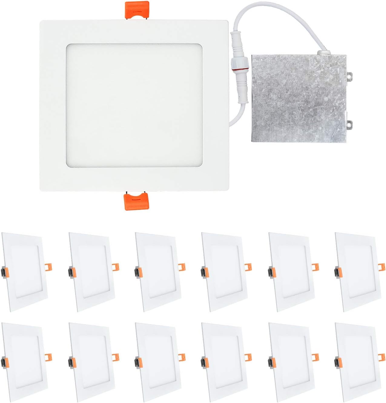 OSTWIN (12 Pack) 6 inch IC Rated LED Recessed Low Profile Slim Square ...