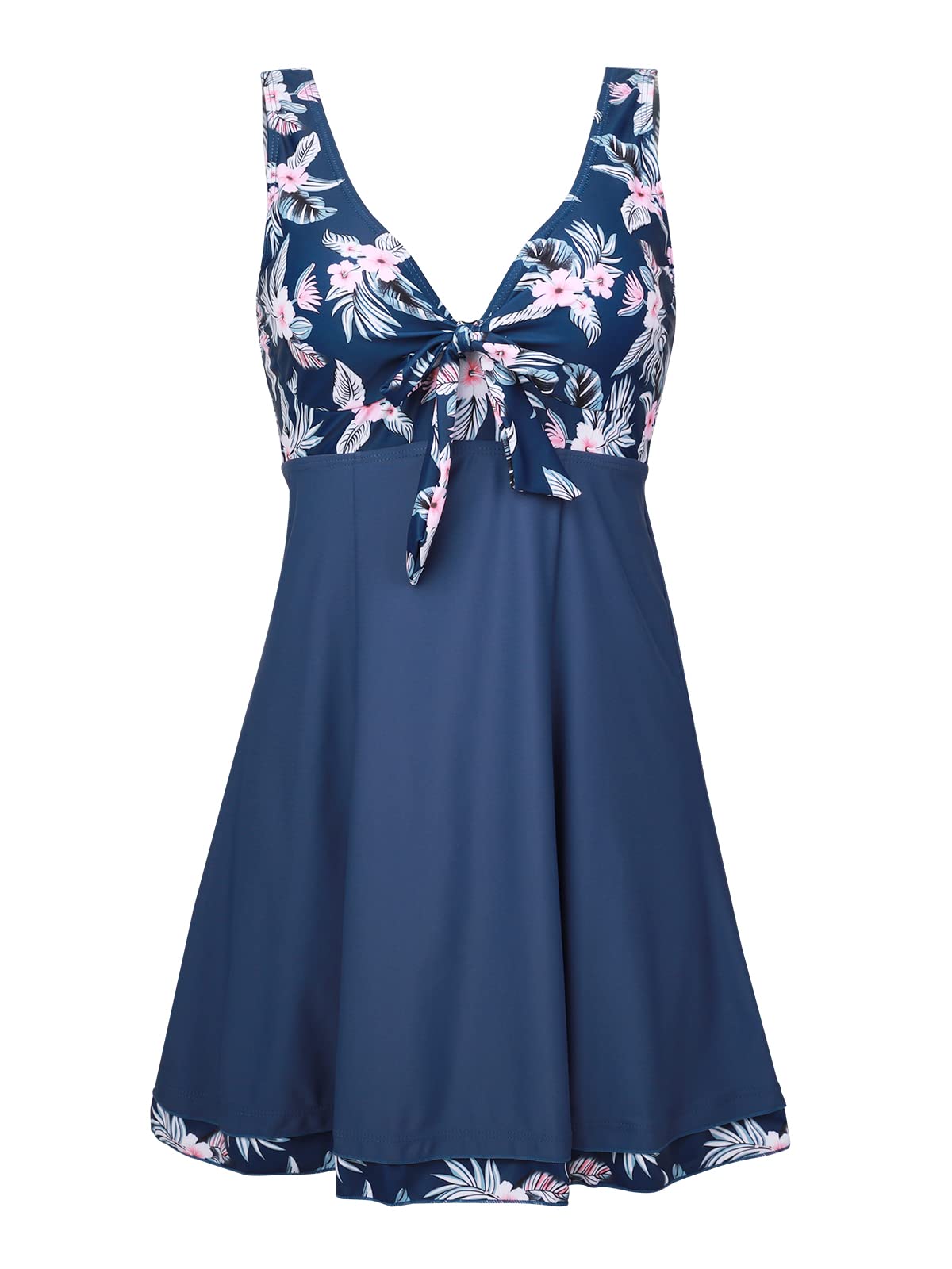 MiYang Women's One Piece High Waist Printing Swim Dress Padded Swimwear ...
