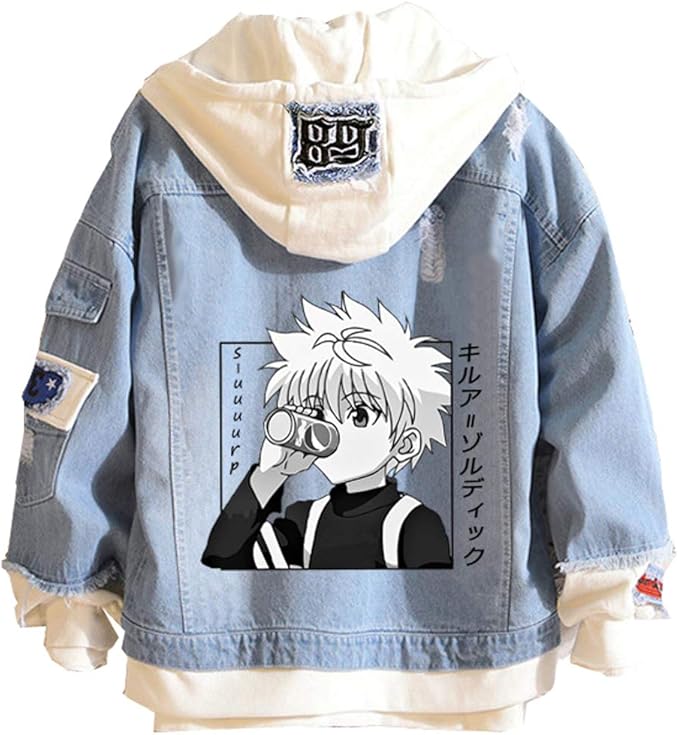 RongJun Anime HxH Denim Jacket Killua Hisoka Gon Cosplay Sweatshirts ...