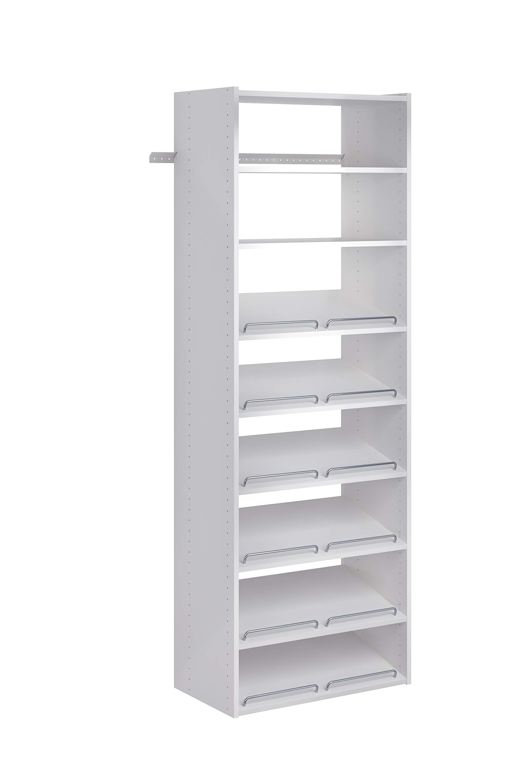 Easy Track Living Essentials Shoe Storage Tower Wood Closet Organizer ...