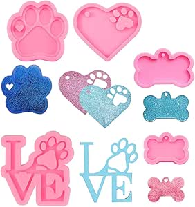 Amazon.com: LEVITON 5 Pcs Love Paw Print Keychain Silicone Resin Molds ...