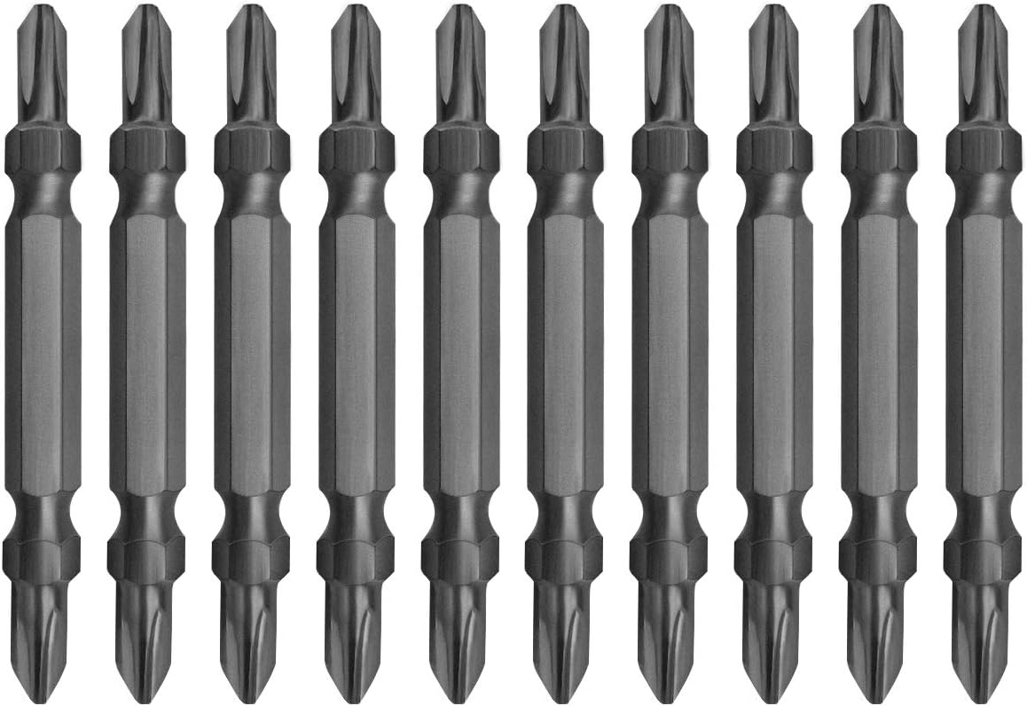 Double End Screwdriver Bits, P2R 2.5inch, S2 Bits, 10 PCS, Phillips 2 ...
