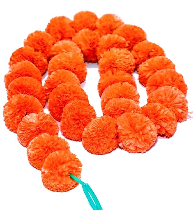 Buy Phool Mala Artificial Genda Phool Marigold Fluffy Flower Garlands ...