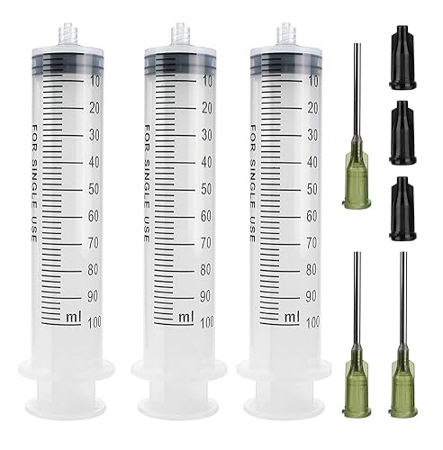 3 Pack 100ml Syringes with 14G 1.0'' Blunt Tip Needles and Storage Caps ...