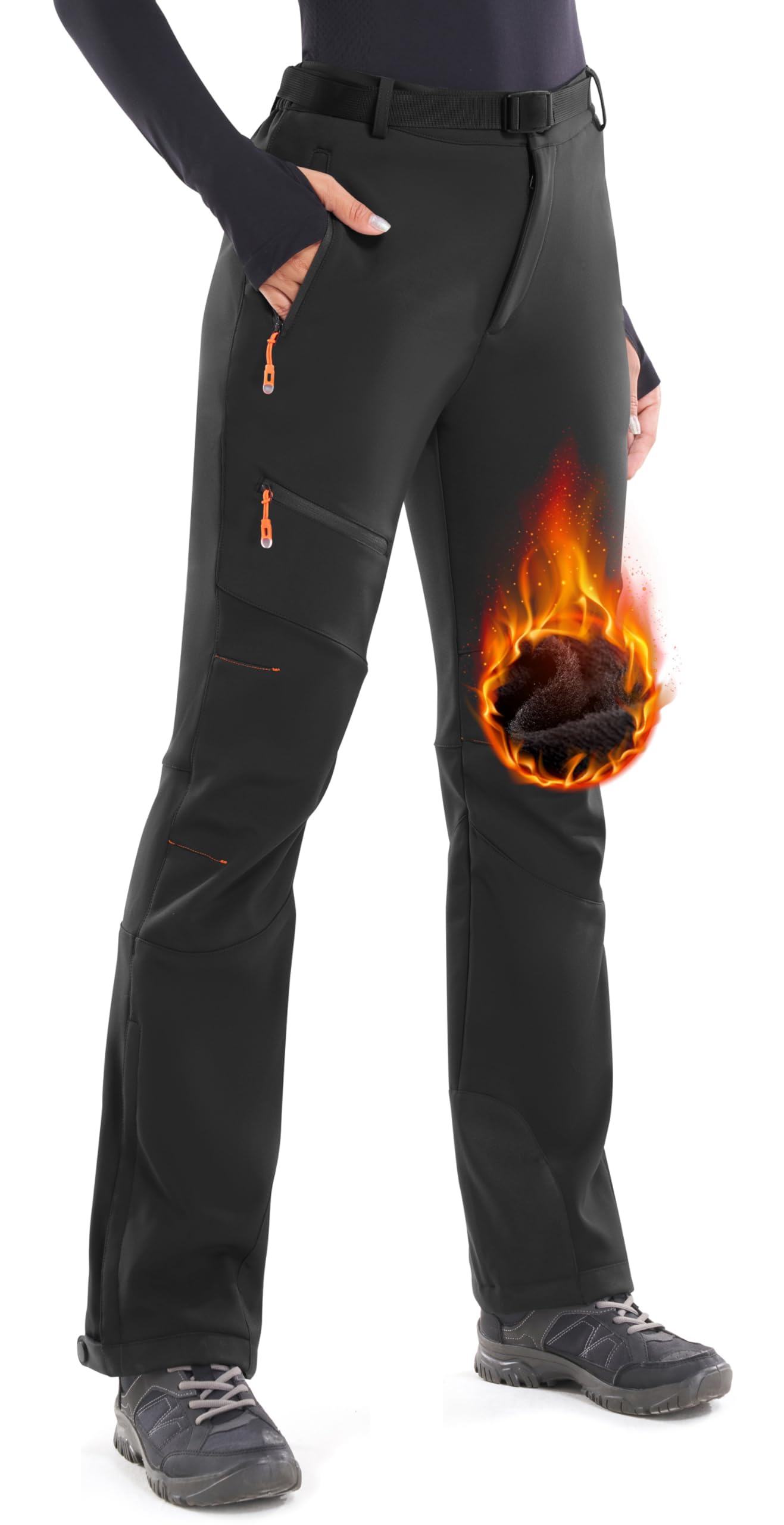 Heathyoga Snow Ski Pants Women Waterproof Softshell Insulated Fleece ...