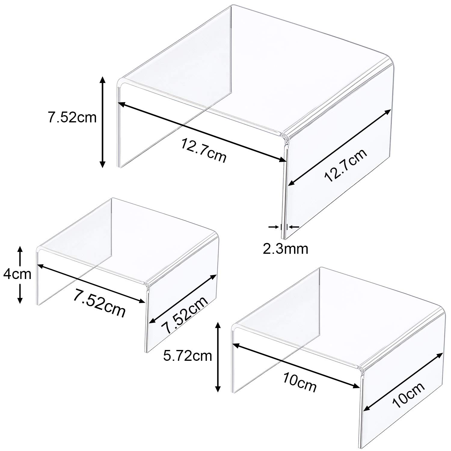 Chuangdi 2 Sets Acrylic Display Risers, Jewelry Display Riser Shelf ...