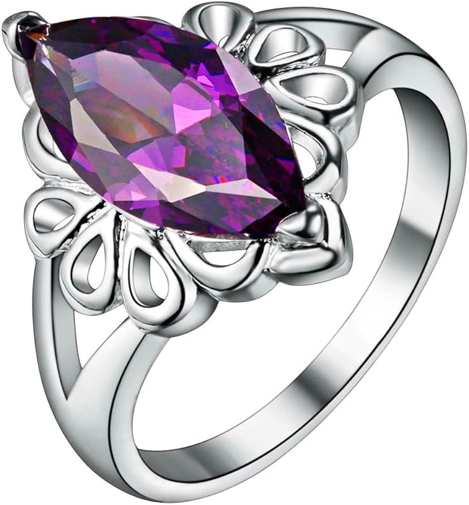 Onefeart Sterling Silber Ring für Mädchen Frauens Ring Lila Kristall ...