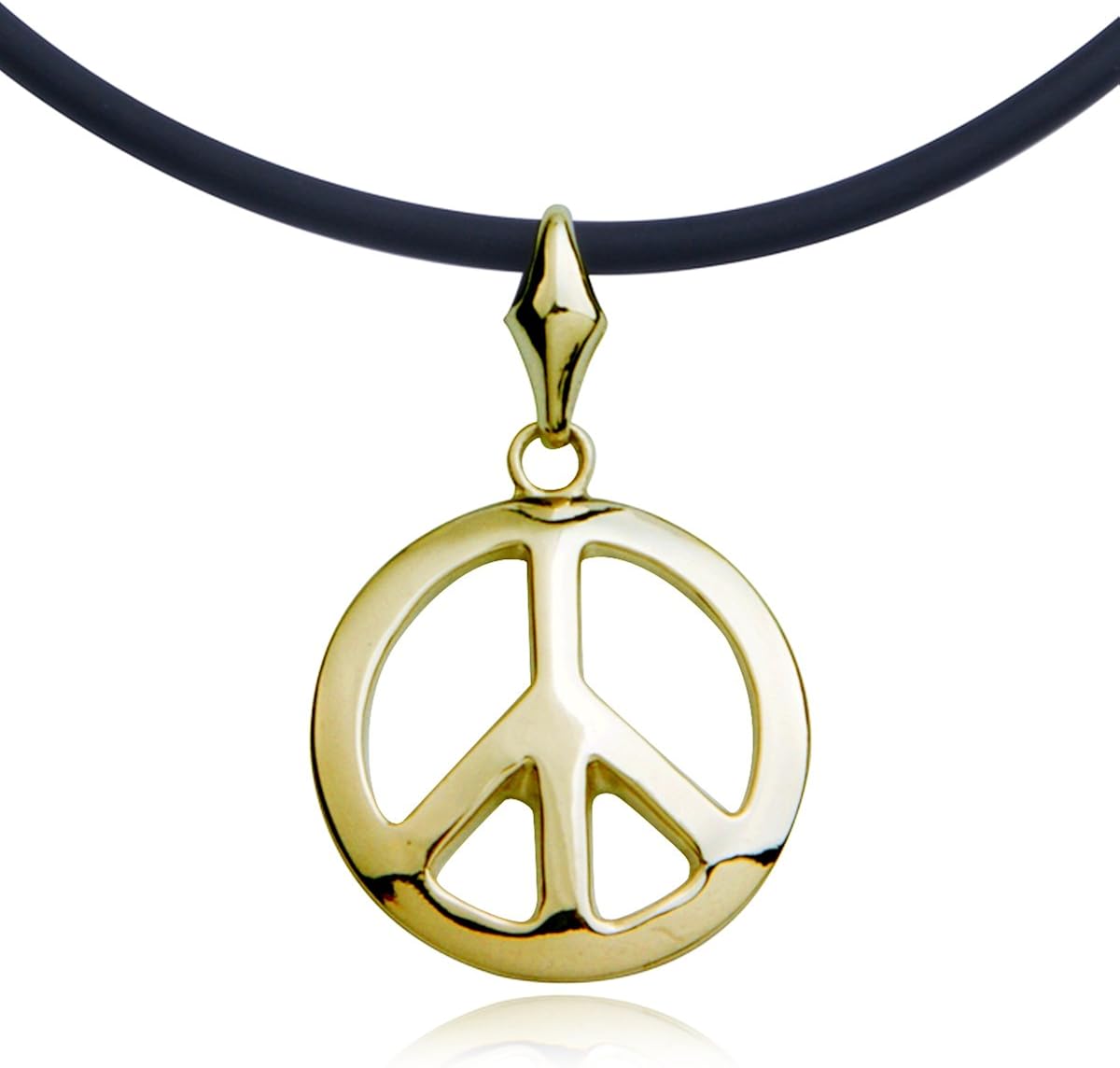 Amazon.com: 18k Gold Plated Sterling Silver Peace Sign Pendant Necklace ...