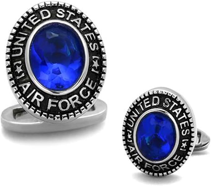 Amazon.com: Stainless Steel Oval US Air Force Military Cufflinks with ...