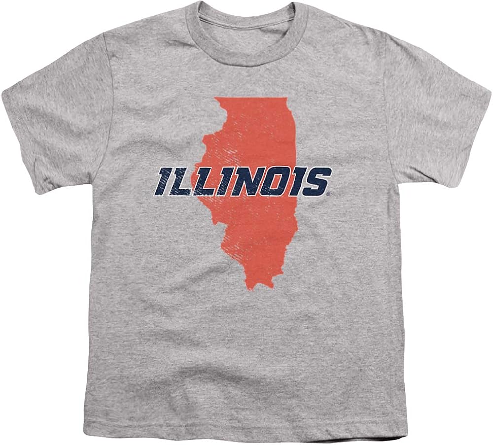 Amazon.com: University of Illinois Official State Shape Unisex Youth T ...