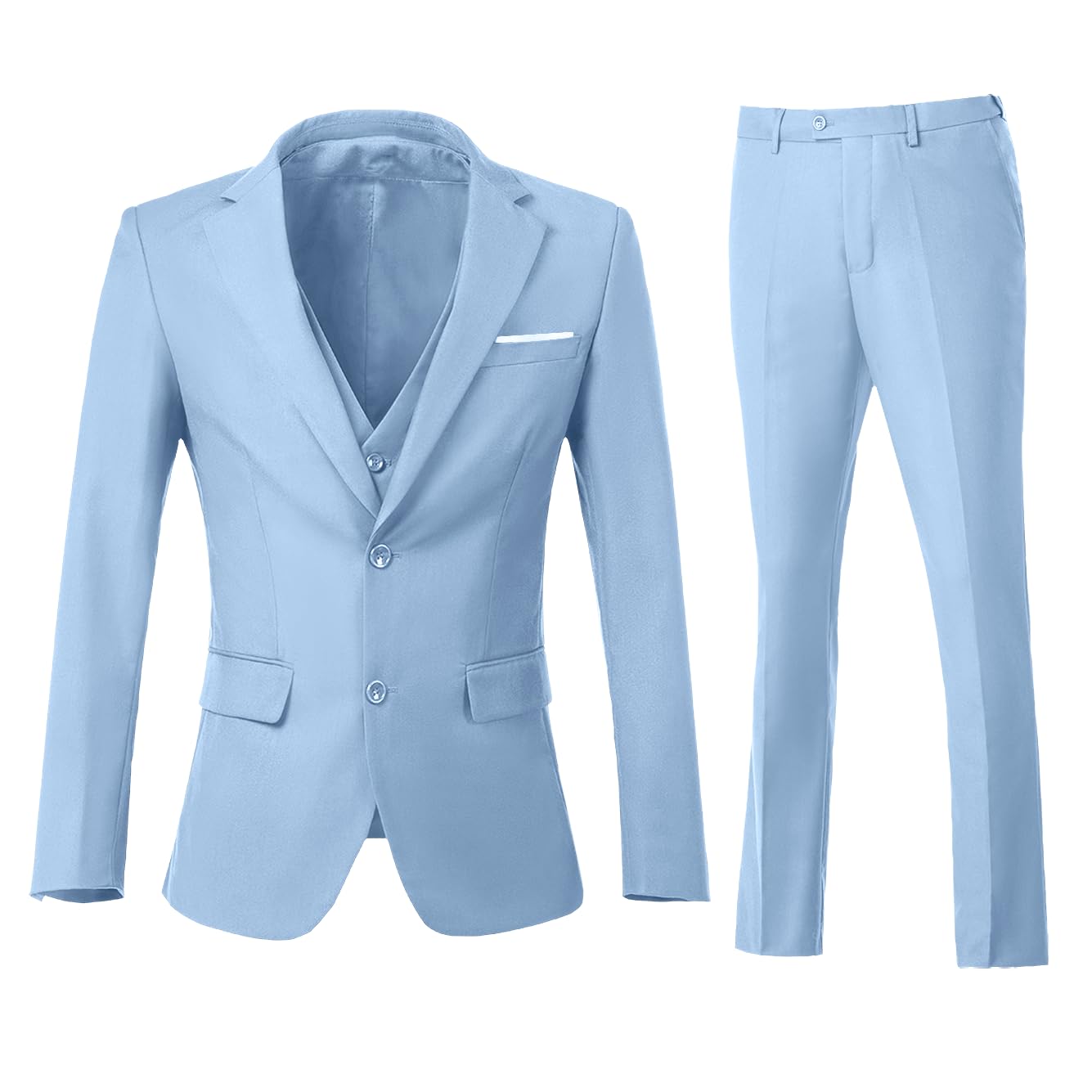 Men Suit Set Slim Fit Wedding Suit Business Suit Sky Blue Prom ...