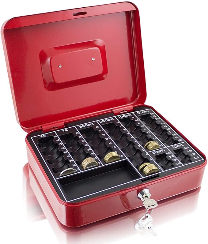 25cm Rot Geldkassette Münzkassette Geldkasse Geld Kasse Safe ...