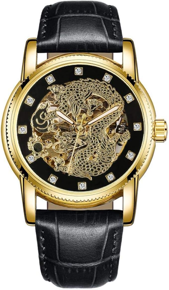 Men's Watches Chinese Dragon Personality Embossed Dial Dynamic Spit ...