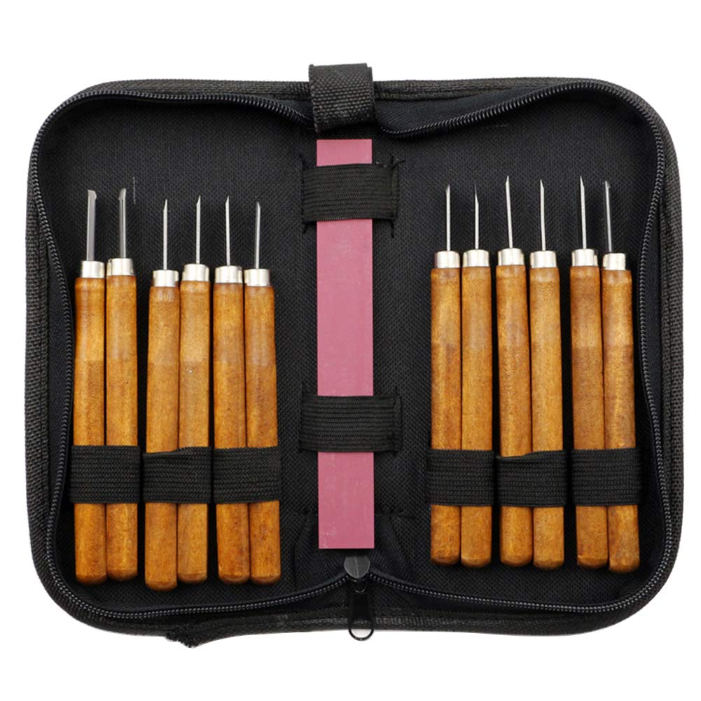 McDoo! Holz-Schnitzwerkzeug Set - 12 tlg Holzschnitzerei Meißel Set mit ...