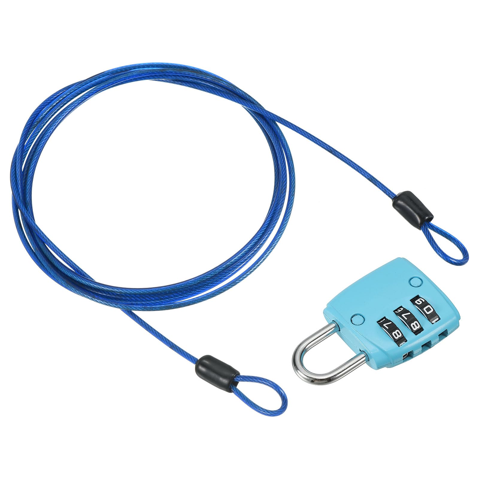 PATIKIL Security Steel Cable with 3 Digit Combination Lock, 6.6Ft/2M ...