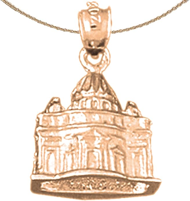 Amazon.com: Jewels Obsession 3-D Vatican Necklace | 14K Rose Gold 3D ...