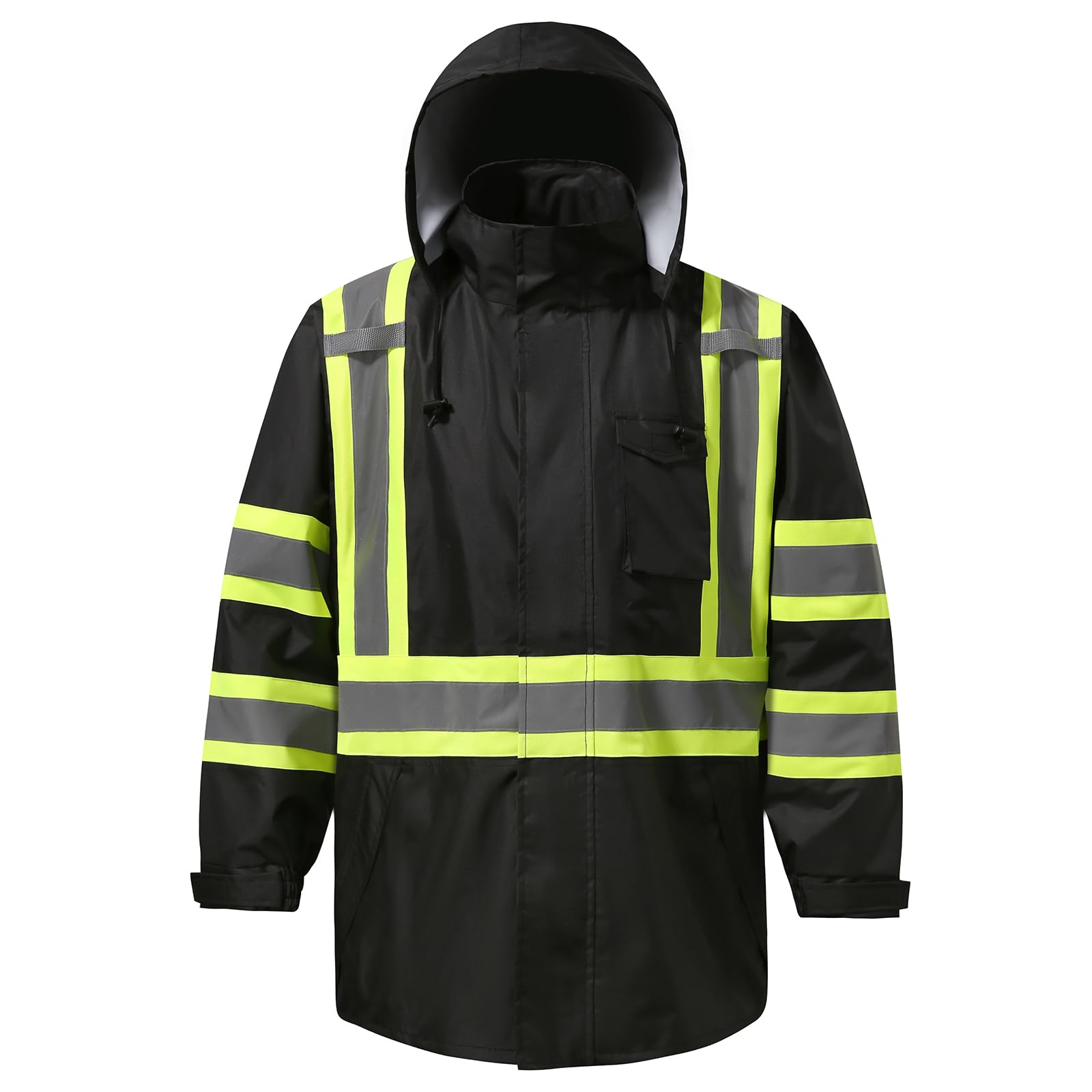 DPSAFETY Reflective Rain jackets for men waterproof,Hi Vis Safety Coat ...