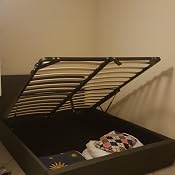 HOMIFAB Lit Coffre 140x190 cm Anthracite avec tête de lit + sommier à ...