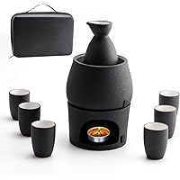 Amazon.com: Lyty Ceramic Sake Set Cups with Warmer + Sake Saki Drink Storage Gift Box, Porcelain ...