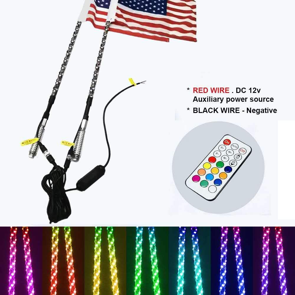 1 pair Maiker 3FT LED Whip Lights 360° Twisted Antenna Dream Wrapped ...