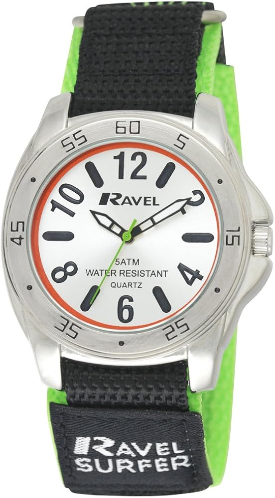 Ravel Men's Surfer 5ATM Velcro Quartz Watch with Silver Dial Analogue ...