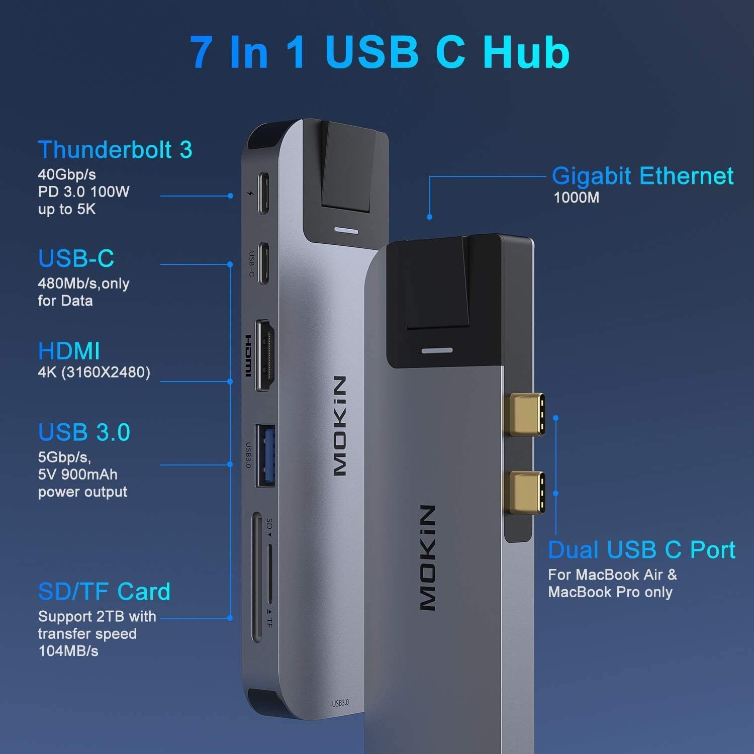 MacBook Adapter, 8 IN 2 MacBook Pro USB C Hub to Ethernet HDMI Adapter ...