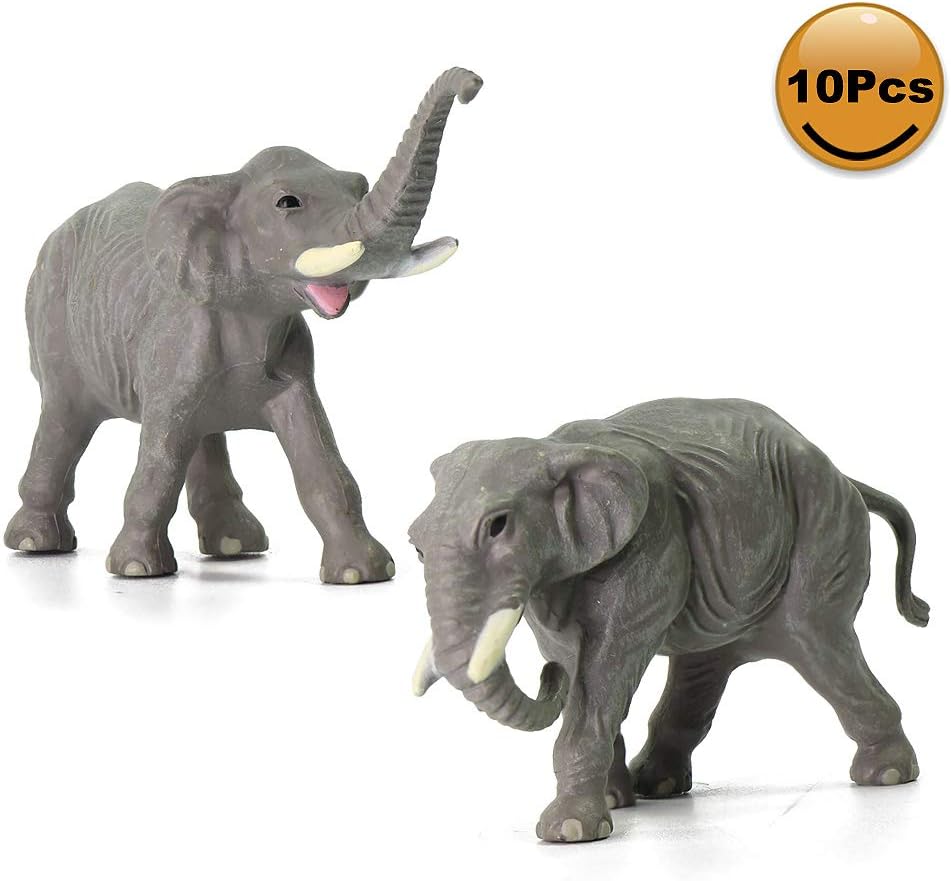 Amazon.com: AN8708 10PCS 1:87 Wild Animals HO Scale Elephants PVC Well ...