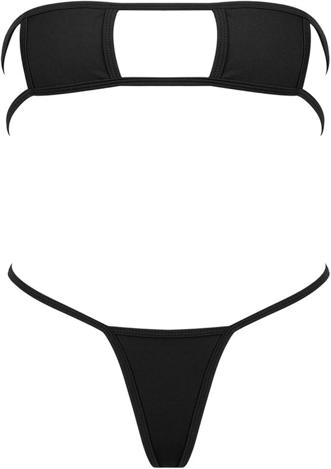 Fashion Women Micro Thongs G Strings Set Mini Bikini Lingerie Set Top ...
