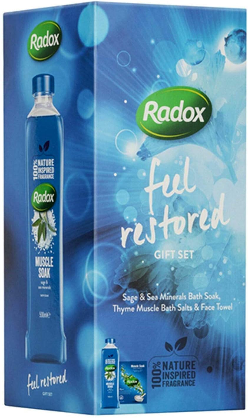Radox Feel Restored Gift Set Muscle Soak & Bath Salts With Towel - BigaMart