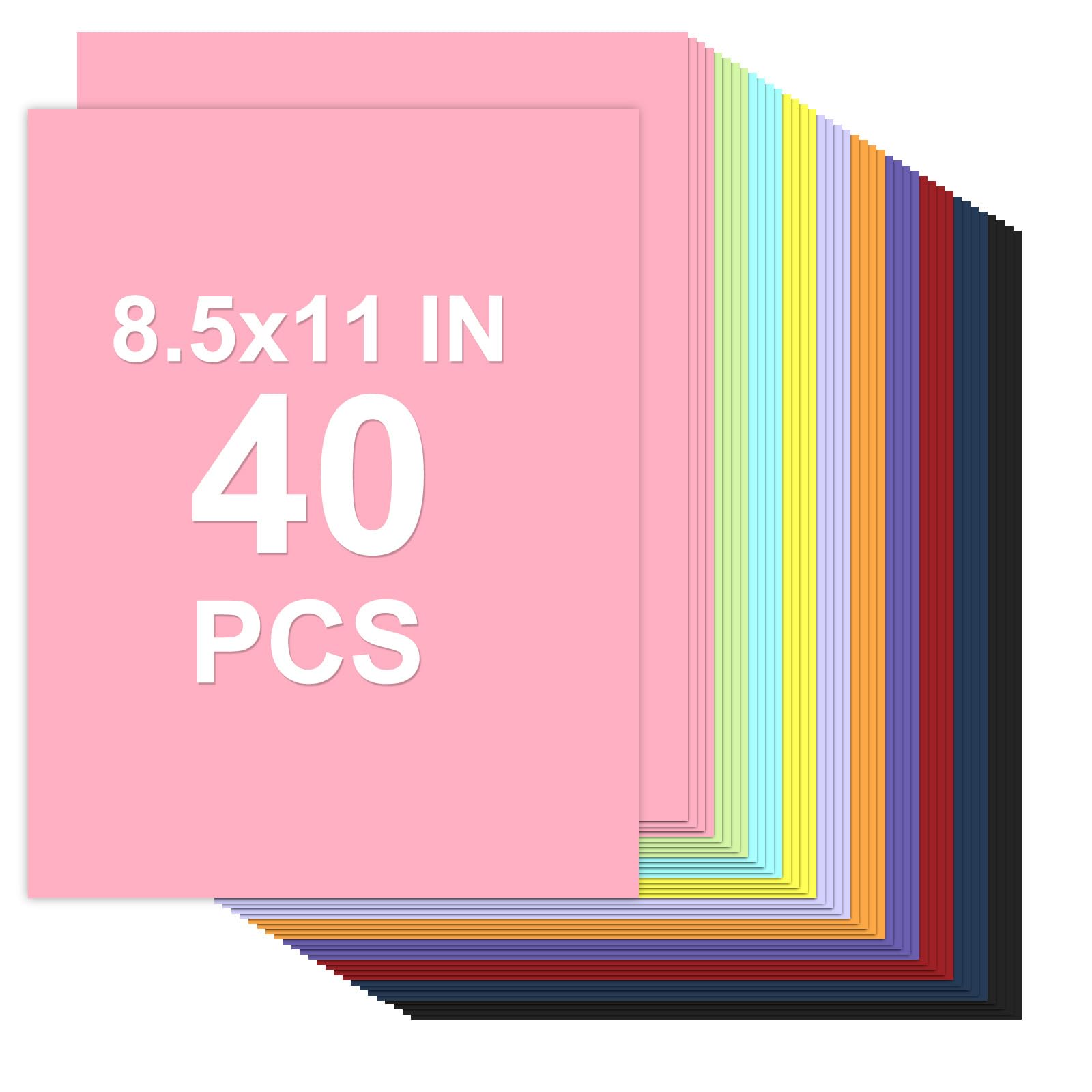 Cardstock 8.5 x 11, 10 Colors Colored Printer Paper 75 lb/200 gsm, 40 ...