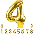 Amazon.com: 40 Inch Gold Large Numbers Balloons0-9,Number 4 Digit Helium Balloons,Foil Mylar Big ...