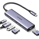 UGREEN USB C Hub, 5 en 1 Adaptador USB C Multipuerto Aluminio a 4K 30Hz HDMI, 1 USB 3.0 y 2 USB ...