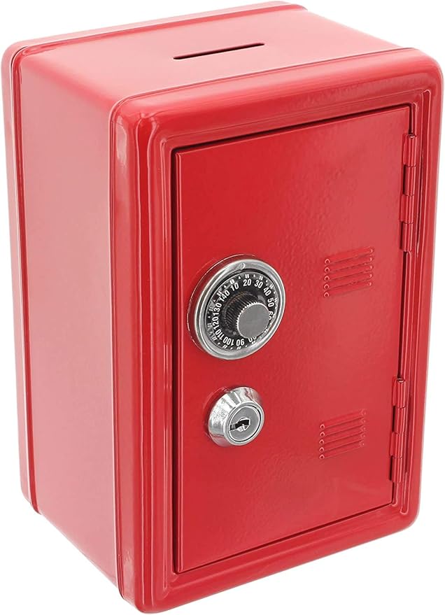MIK Funshopping Money Box with Key Painted Metal 12 x 10 x 17.5 cm (Red ...