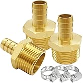 Amazon.com: Uenede 6PCS Brass Hose Barb Fittings 1/2" NPT Male to 3/8" Barb Adapter Connector ...