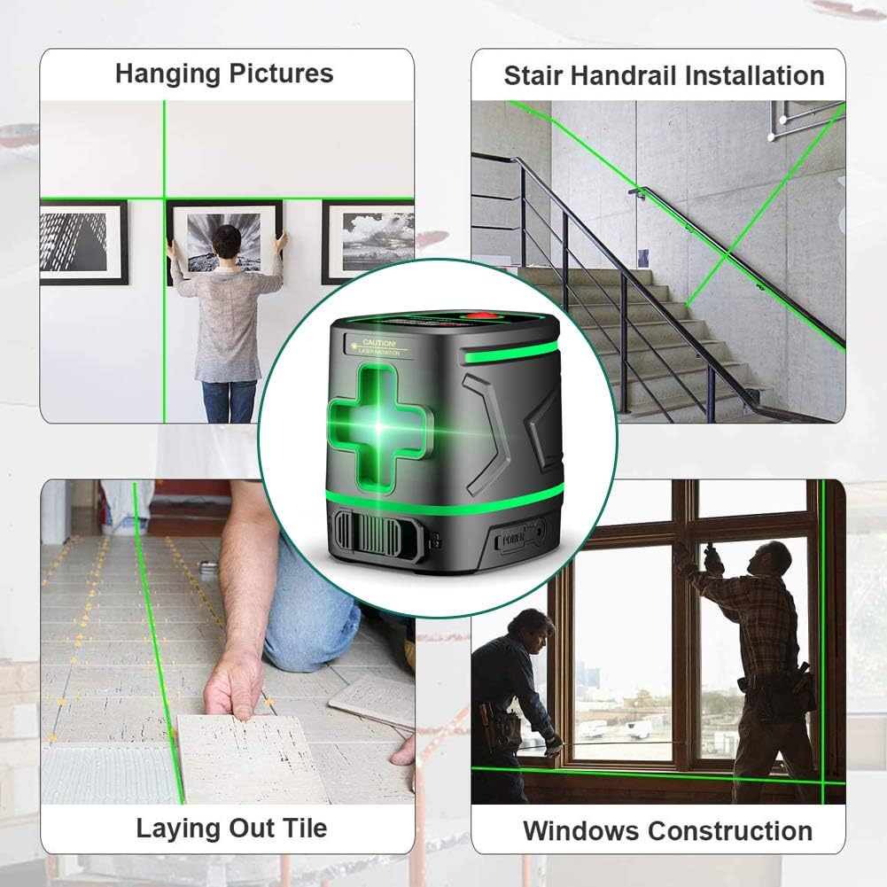 Laser Level, Green Beam Laser Level, Rechargeable Cross Line Self ...