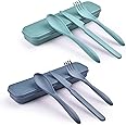 Amazon.com | 2 Sets Reusable Utensil Set with Case, Portable Camping ...