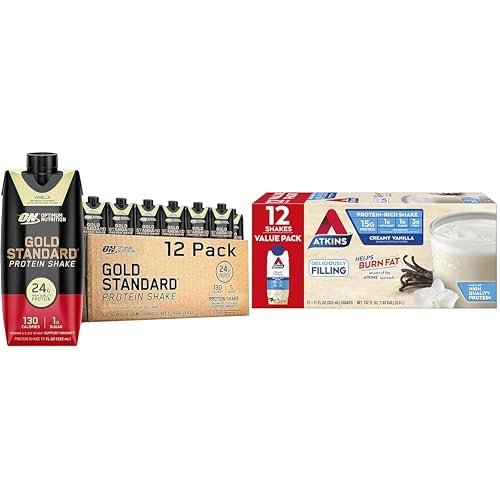 Optimum Nutrition Gold Standard Protein Shake, 24g Protein & Atkins ...