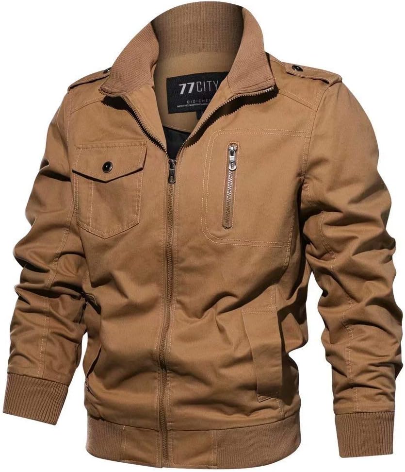 FTIMILD Chaqueta militar para hombre, estilo informal, con múltiples ...