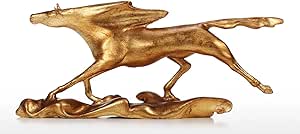 Morelian Surf Chasing Wild Galloping Horse Figure Statue Gifts and Decor Home Decor Gold ...